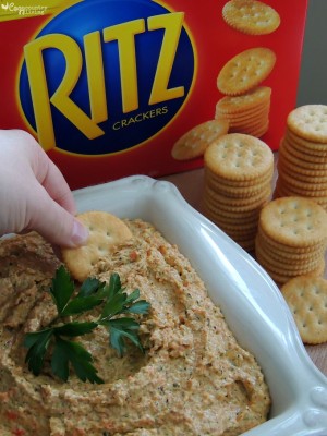 Game Time Roasted Vegetable Dip w/ Ritz Crackers - Cozy Country Living